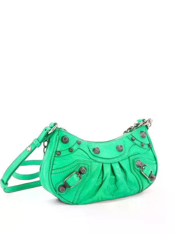 Balenciaga Le Cagole Giant Studs Chain Shoulder Bag Leather Xs Hobo Bag - Green