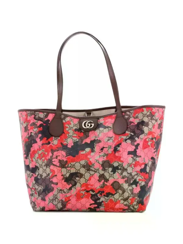 Gucci Ophidia Gg Open Gg Camouflage Coated Canvas Large Tote Bag