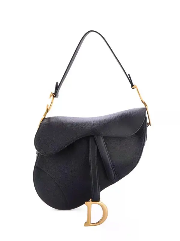 Dior Saddle Handbag Leather Medium Shoulder Bag - Black