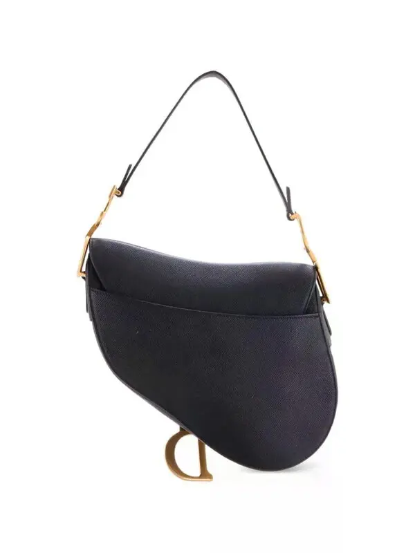 Dior Saddle Handbag Leather Medium Shoulder Bag - Black
