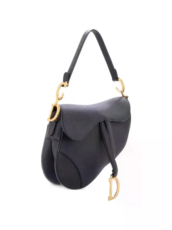 Dior Saddle Handbag Leather Medium Shoulder Bag - Black