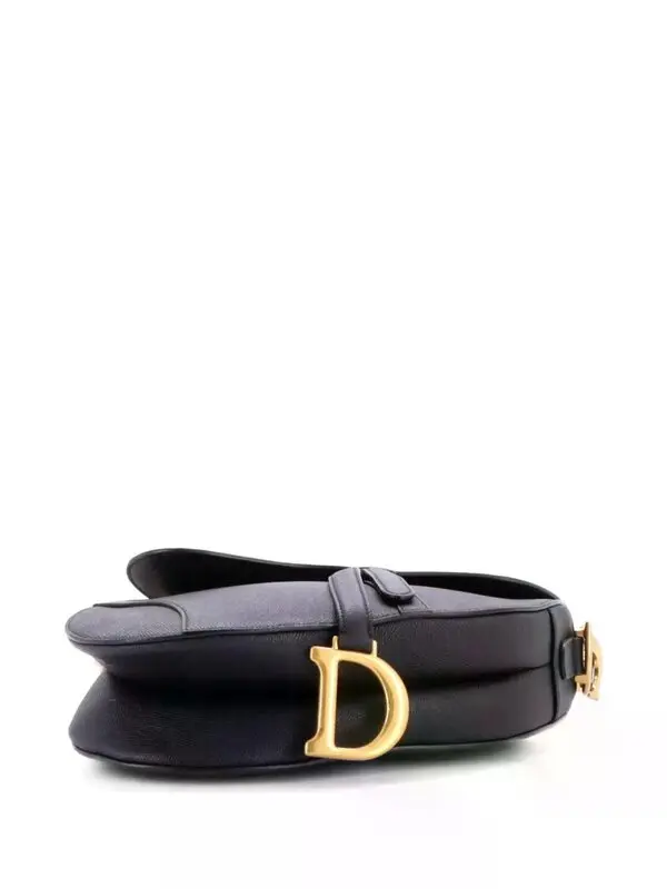 Dior Saddle Handbag Leather Medium Shoulder Bag - Black
