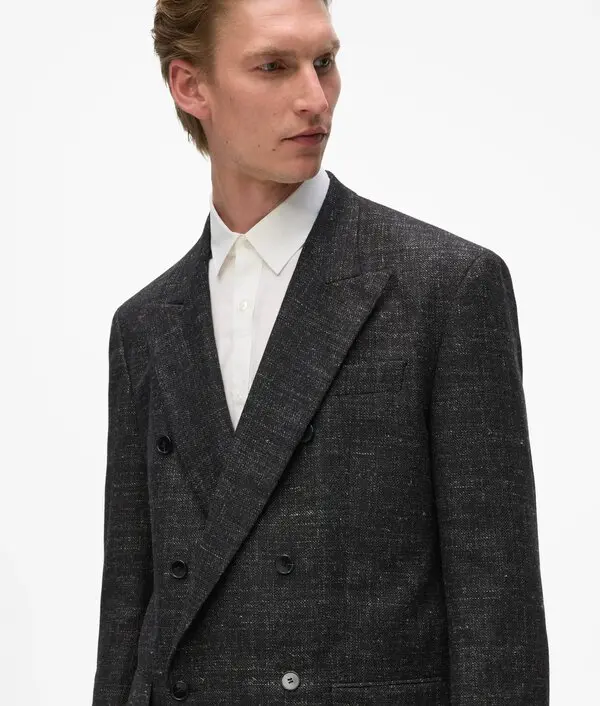 Karl Lagerfeld Double-breasted Textured Suit Jacket