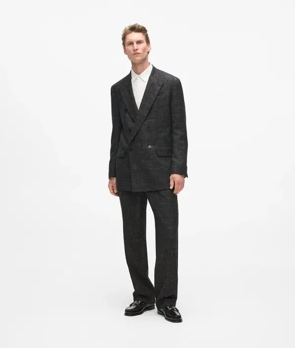 Karl Lagerfeld Double-breasted Textured Suit Jacket