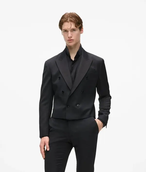 Karl Lagerfeld Kl Studio Cropped Wool Suit Jacket
