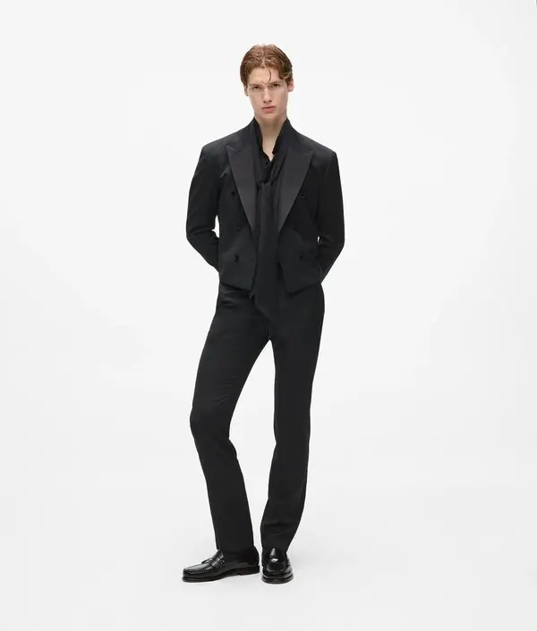 Karl Lagerfeld Kl Studio Cropped Wool Suit Jacket
