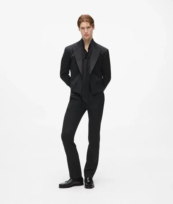Karl Lagerfeld Kl Studio Cropped Wool Suit Jacket