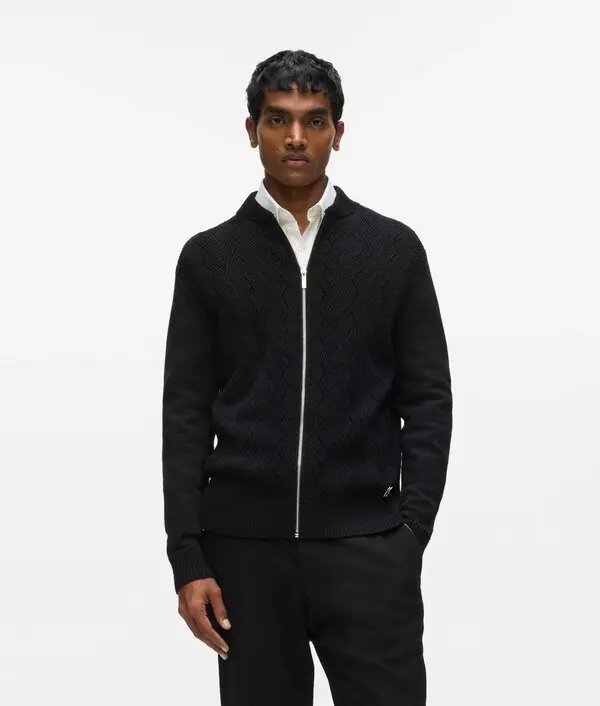 Karl Lagerfeld Cable-knit Zip-up Cardigan
