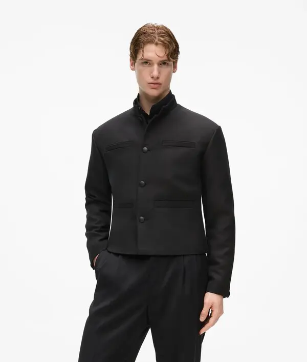 Karl Lagerfeld Kl Studio Stand Collar Cropped Jacket