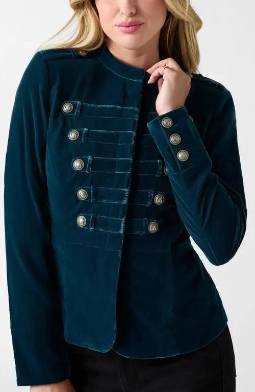Guess Elena Velvet Band Jacket - Bright Teal