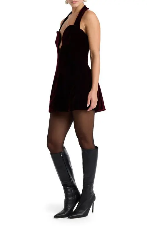 Bardot Layna Halter Velour Minidress