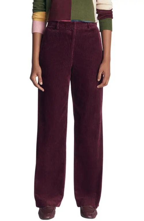 Boden Fitzrovia Corduroy Column Trousers - Dark Cherry