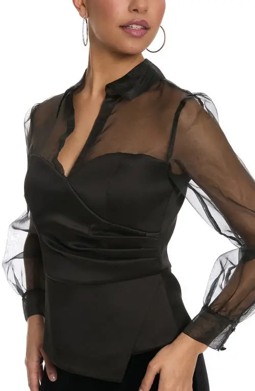 Maggy London Organza Collar Top