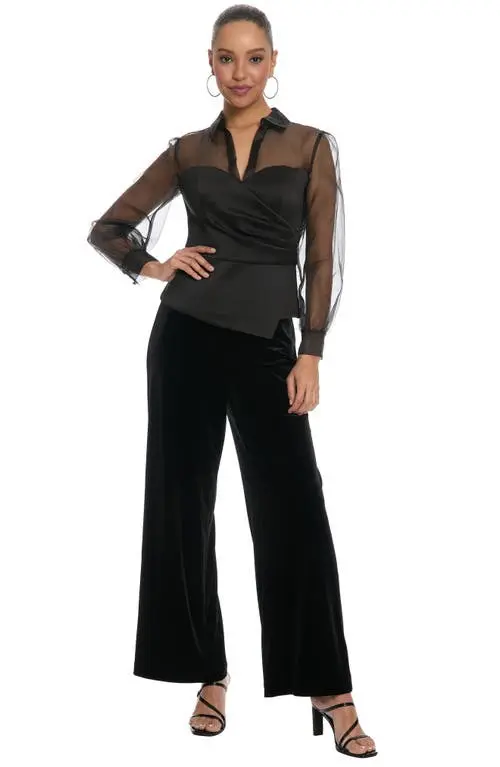Maggy London Organza Collar Top
