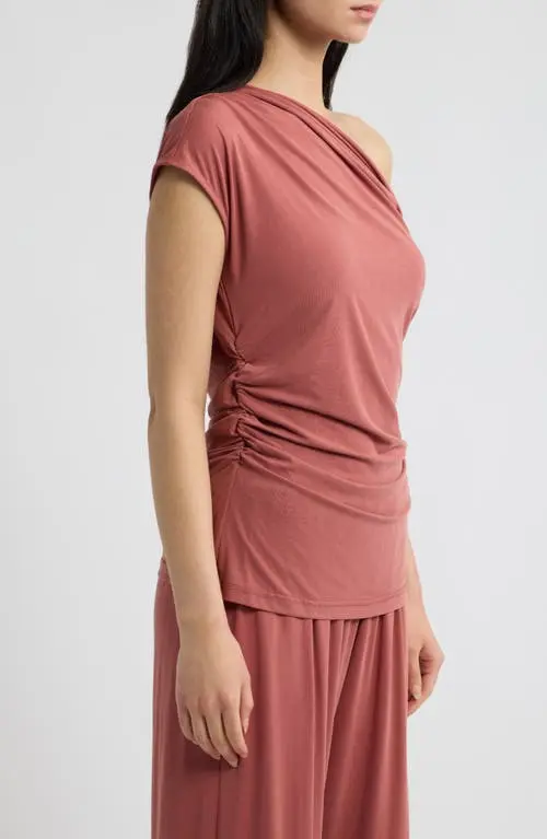 A.REN Luci Ruched One-shoulder Top