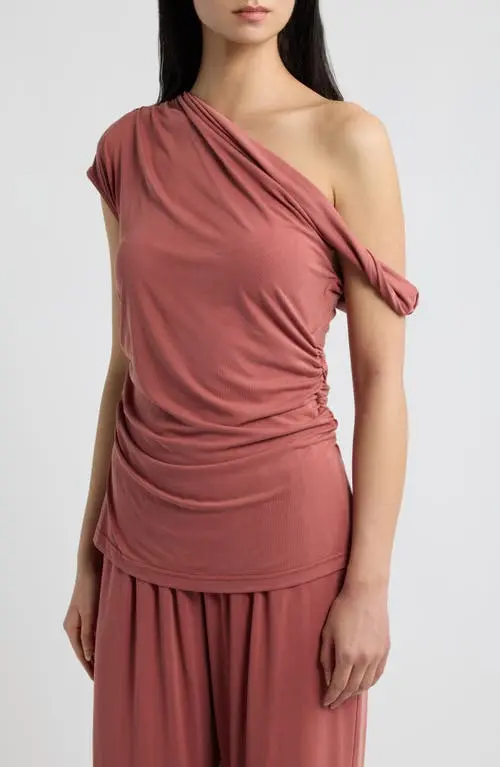 A.REN Luci Ruched One-shoulder Top
