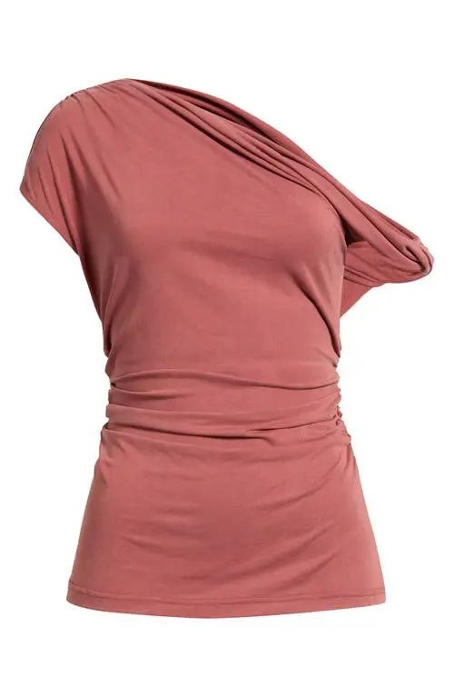A.REN Luci Ruched One-shoulder Top