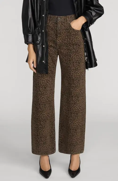 FRAME The Bow Flocked High Waist Crop Wide Leg Jeans