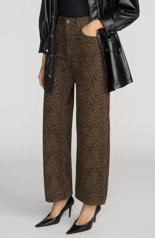 FRAME The Bow Flocked High Waist Crop Wide Leg Jeans