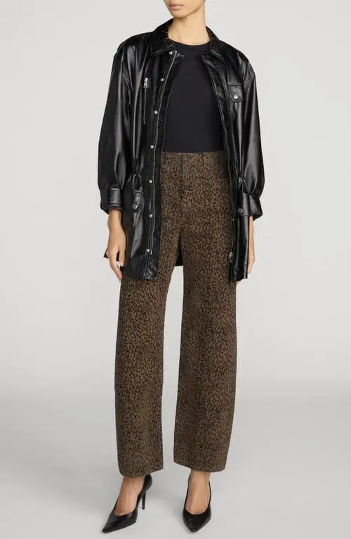 FRAME The Bow Flocked High Waist Crop Wide Leg Jeans