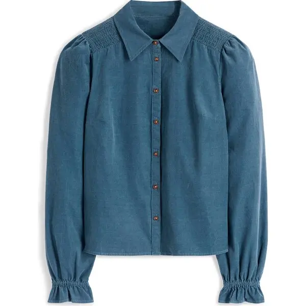 Boden Violet Smocked Corduroy Shirt