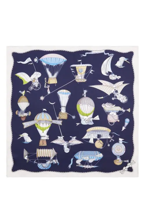 Tory Burch Hot Air Balloon Silk Neckerchief - Navy