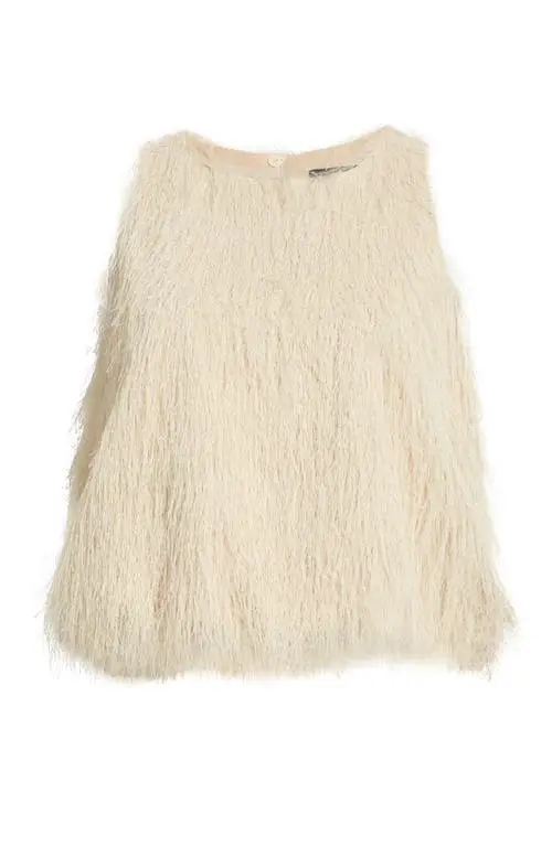 Deluc Kula Furry Sleeveless Top - Ecru