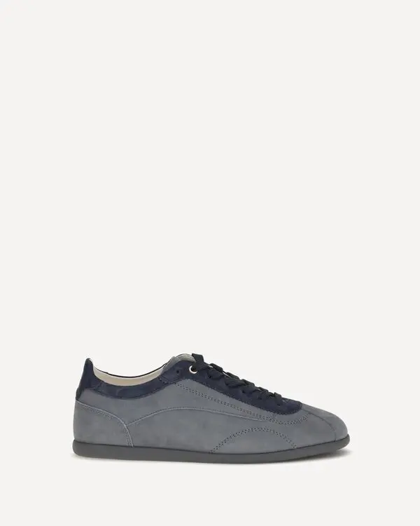 Brunello Cucinelli Nubuck And Suede Sneakers With Slim Sole - Grey
