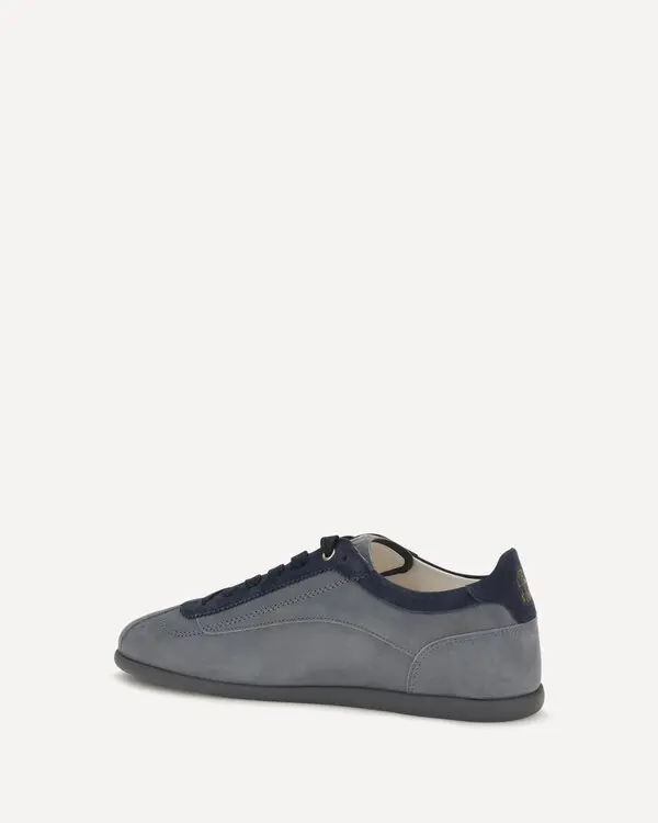Brunello Cucinelli Nubuck And Suede Sneakers With Slim Sole - Grey