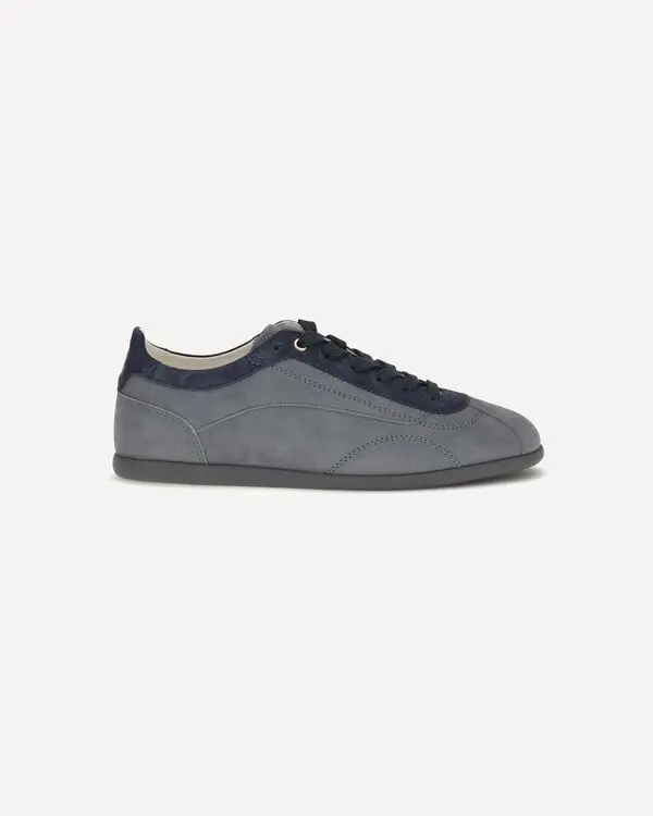 Brunello Cucinelli Nubuck And Suede Sneakers With Slim Sole - Grey