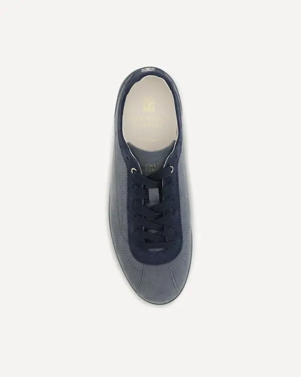 Brunello Cucinelli Nubuck And Suede Sneakers With Slim Sole - Grey
