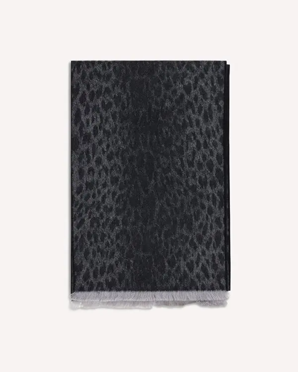 Gucci Leopard-print Wool Scarf With Monogram
