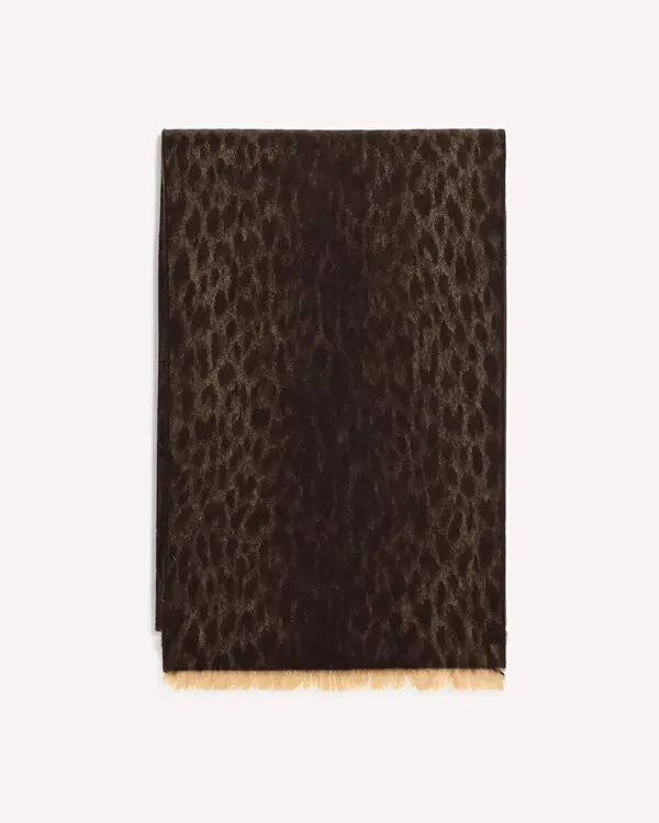 Gucci Leopard-print Wool Scarf With Monogram