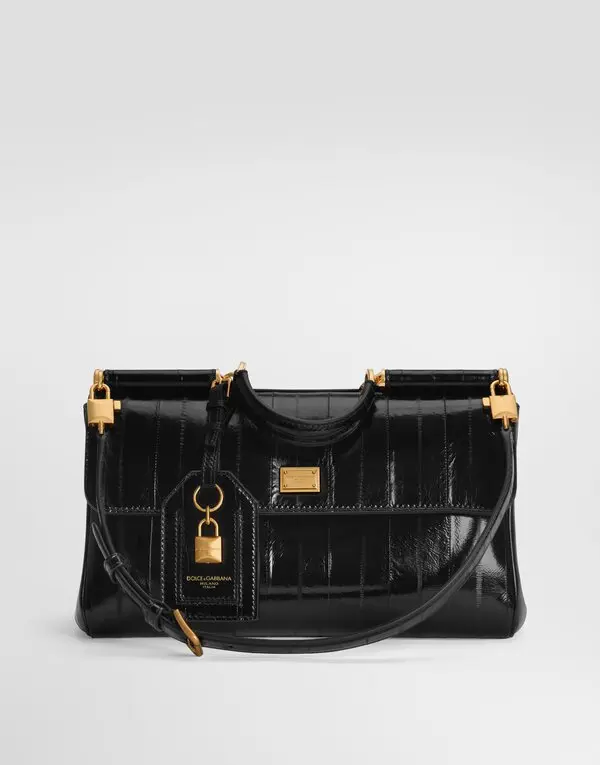 Dolce & Gabbana Medium My Sicily Eel Handbag - Black