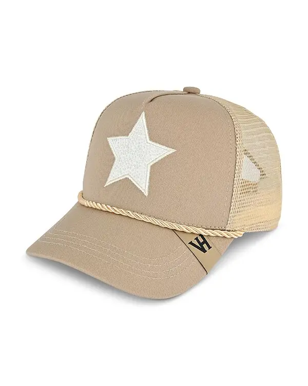 Vintage Havana Pearl Star Rope Trucker Hat - Beige