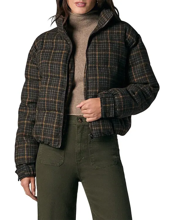 Joe's Jeans The Bruna Brushed Plaid Puffer Jacket - Moss Multi