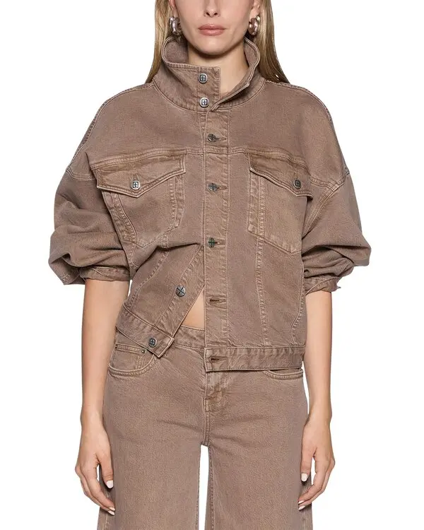 Ksubi Cotton Blend Funnel Neck Trucker Jacket