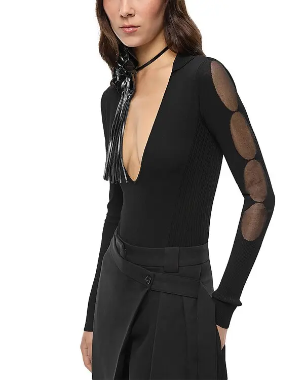 Pinko Danzica Plunging V Neck Bodysuit