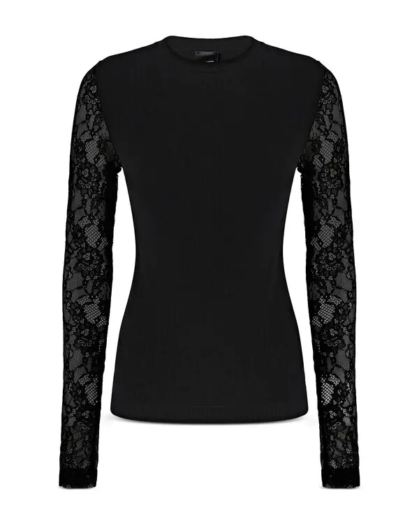 Pinko Fucecchio Lace Sleeve Ribbed Top