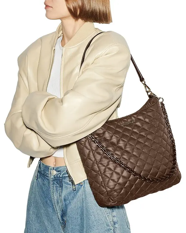 Mz Wallace Crosby Large Quilted Hobo Bag - Walnut