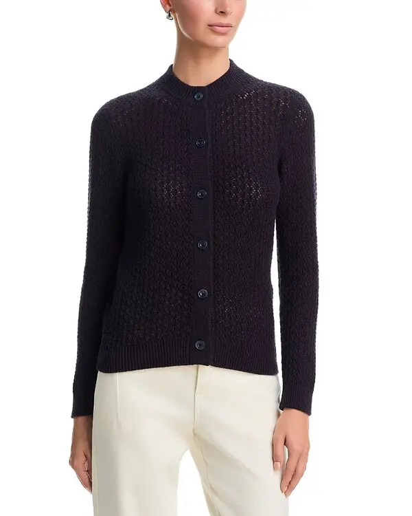 Eleventy Crewneck Cashmere Cardigan Sweater
