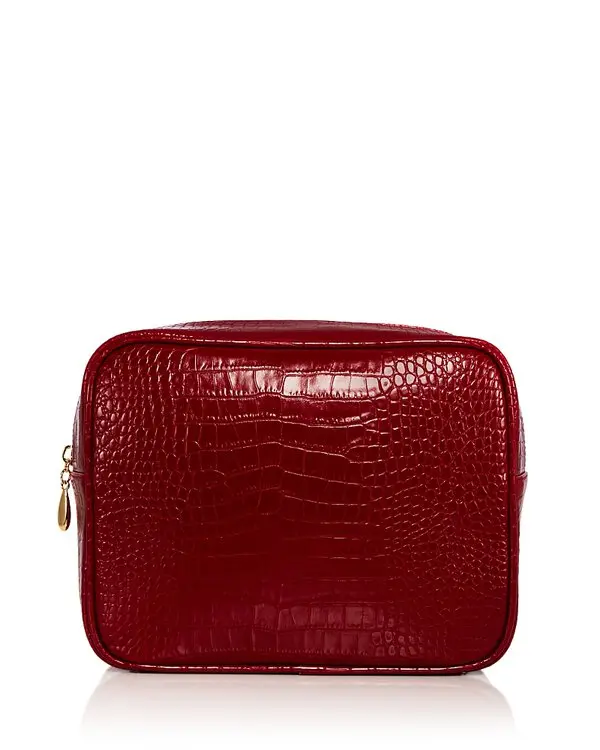 ABBODE Croc Embossed Faux Leather Pouch - Red