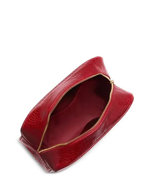 ABBODE Croc Embossed Faux Leather Pouch - Red