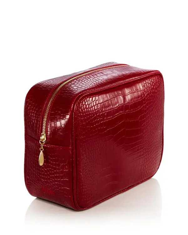 ABBODE Croc Embossed Faux Leather Pouch - Red