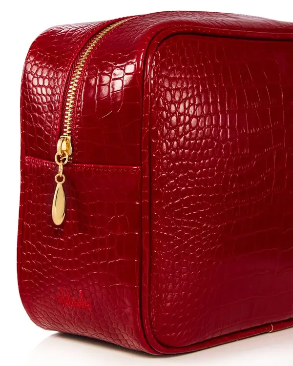 ABBODE Croc Embossed Faux Leather Pouch - Red