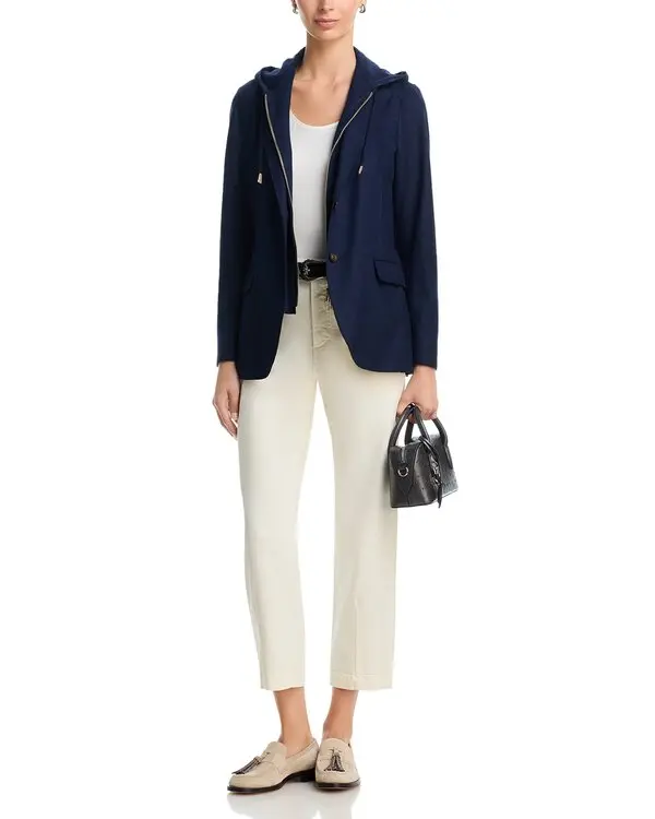 Eleventy Wool Blend Hooded Single Breasted Blazer