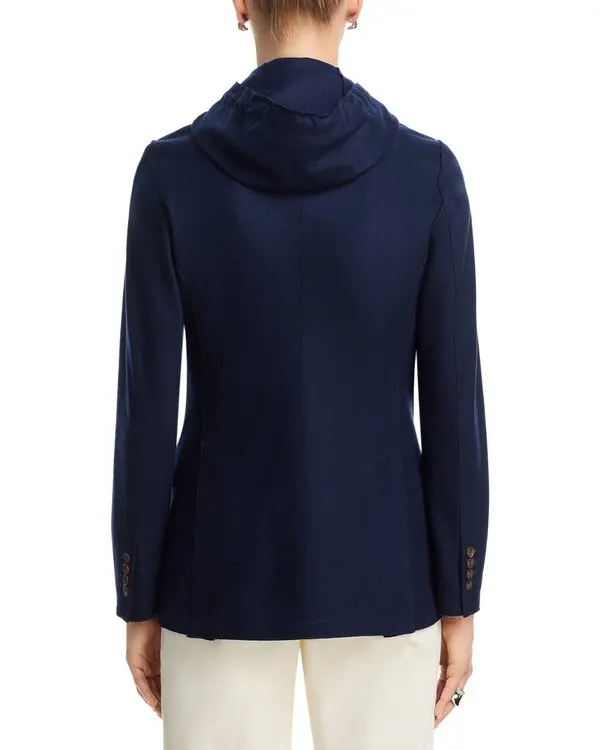 Eleventy Wool Blend Hooded Single Breasted Blazer