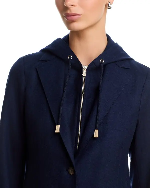 Eleventy Wool Blend Hooded Single Breasted Blazer