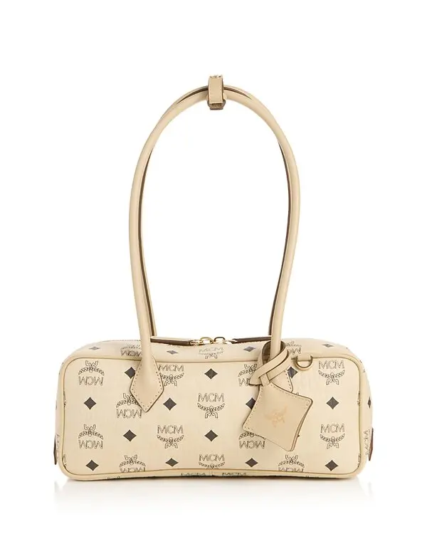 Mcm Aren Small Visetos East West Shoulder Bag - Beige/blanc