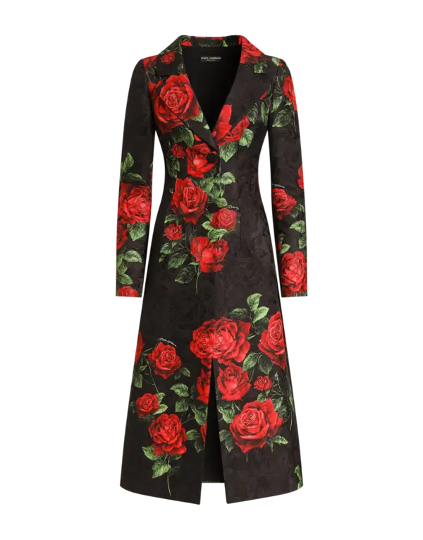Dolce & Gabbana Rose-print Brocade Coat - Multicolor